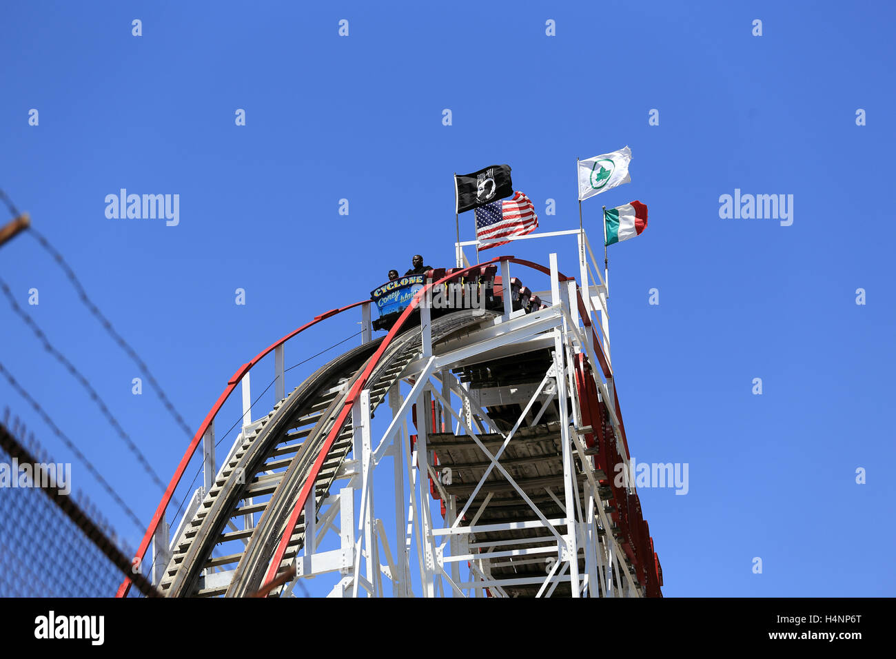 Top of the famous Cyclone Roller Coaster Coney Island Brooklyn New York ...