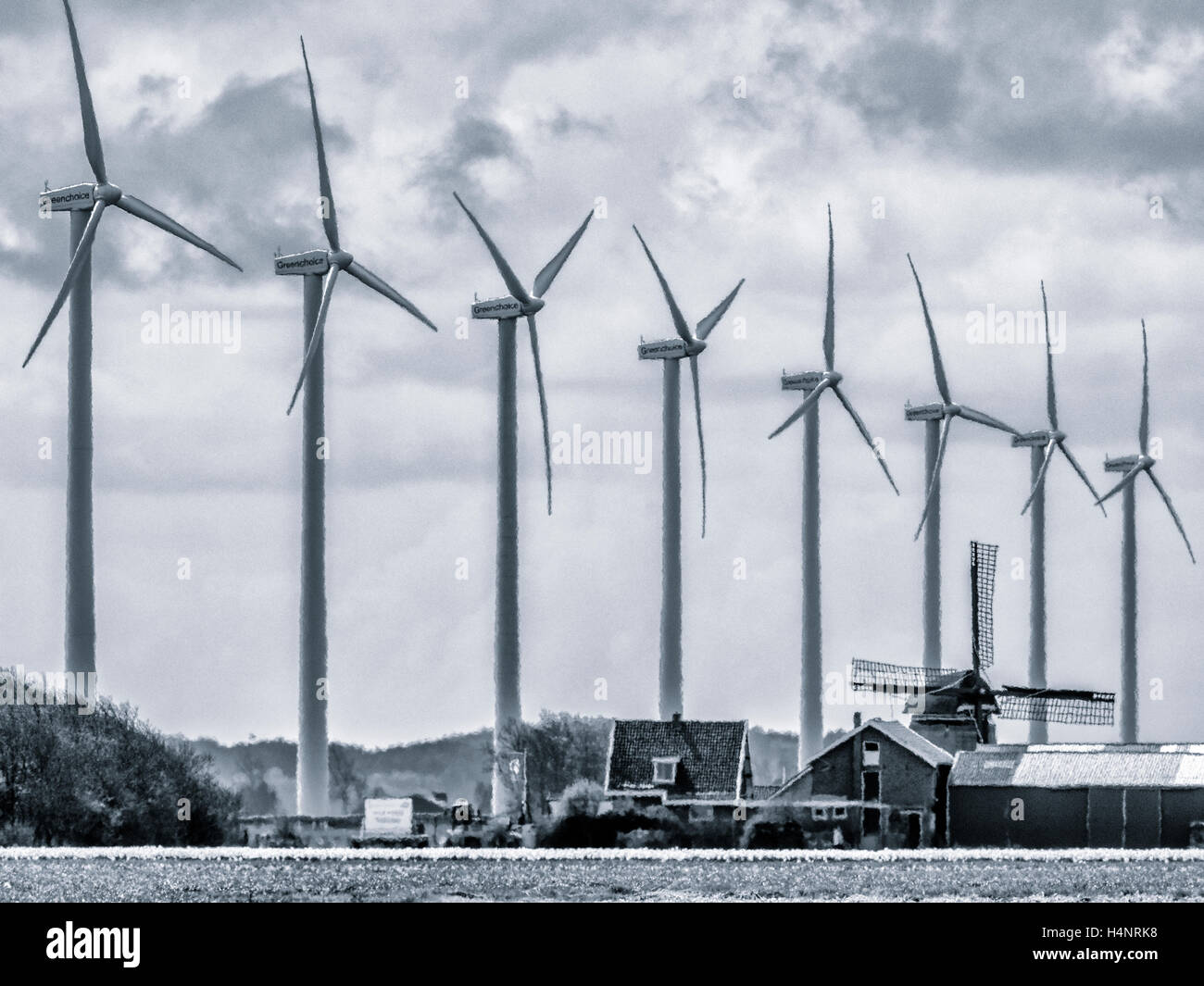 Dutch mills black and white hi-res stock photography and images - Alamy