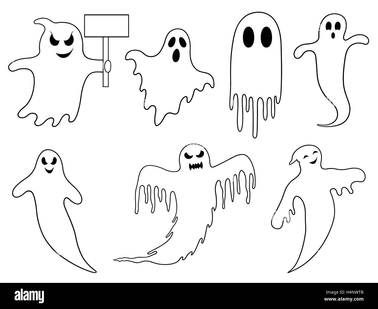 Set of different ghosts Stock Photo - Alamy
