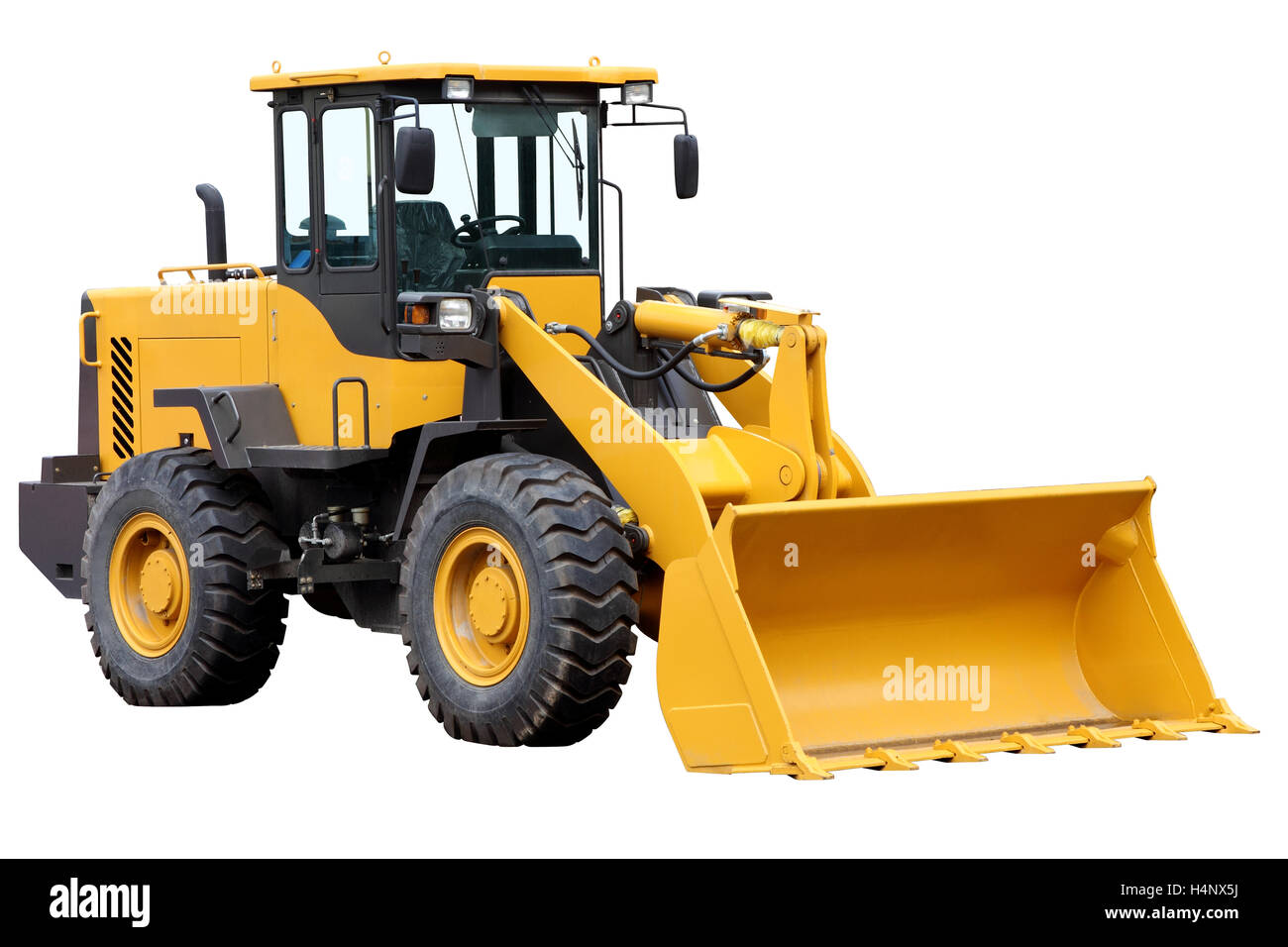 Tractor front loader isolated on a white background Stock Photo - Alamy