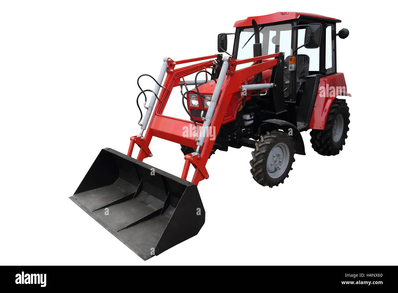 Red tractor loader isolated on a white background Stock Photo - Alamy