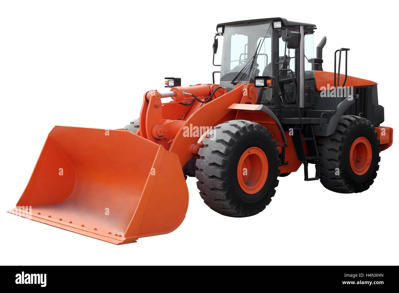 Modern bucket loader, isolated on white background Stock Photo - Alamy