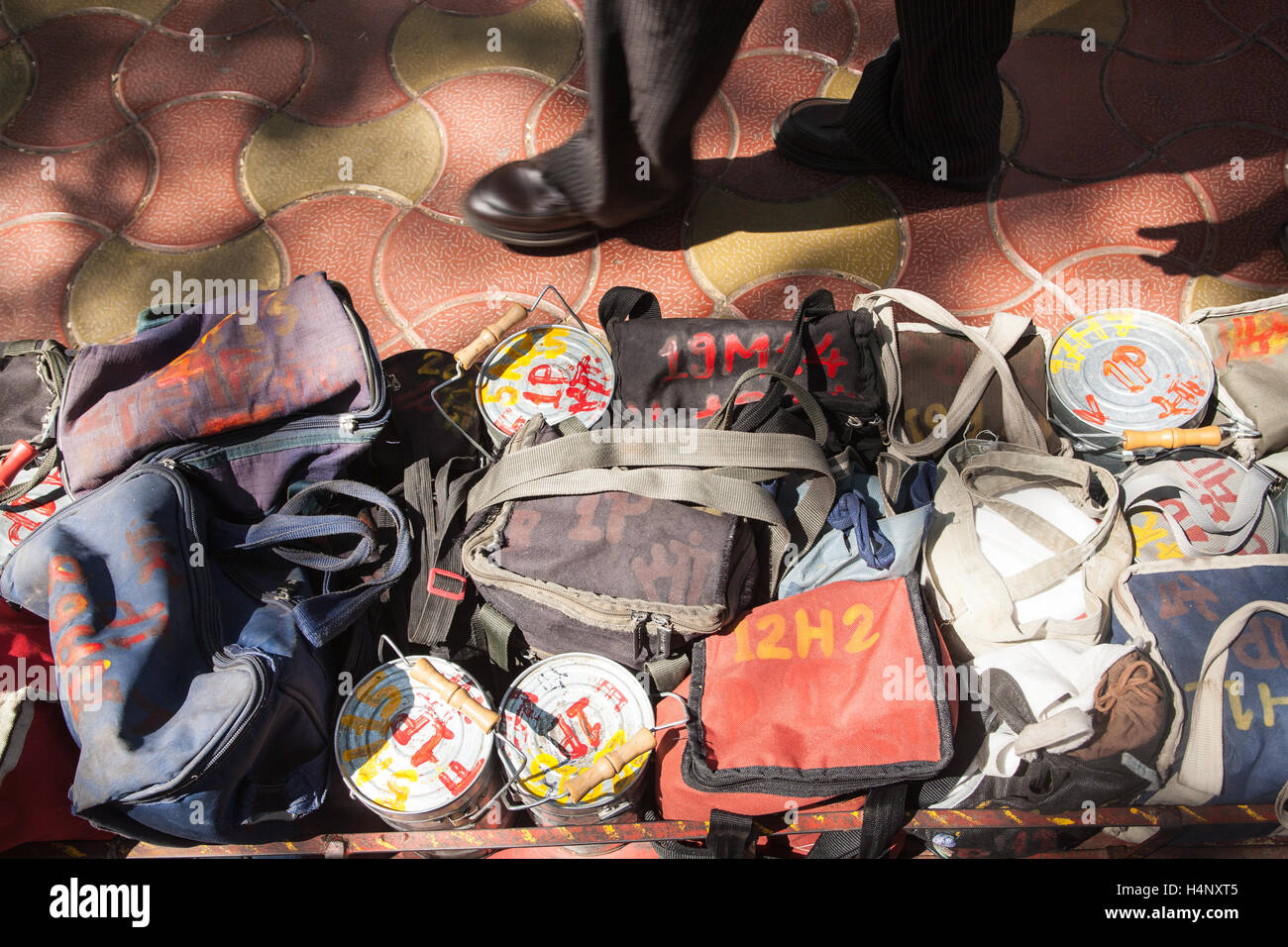 Dabbawalla. Tiffin lunch box system of food deliveries in Mumbai,Bombay ...