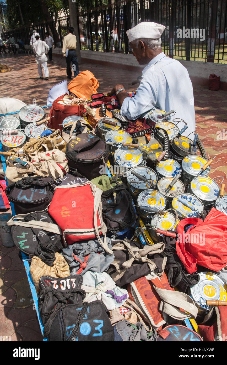 Dabbawalla. Tiffin lunch box system of food deliveries in Mumbai,Bombay ...