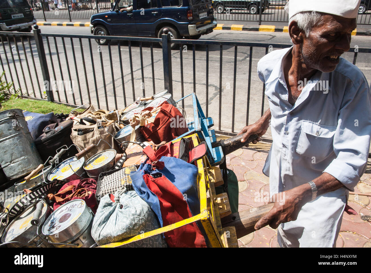 Dabbawalla. Tiffin lunch box system of food deliveries in Mumbai,Bombay ...