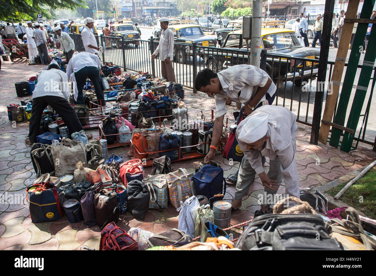 Dabbawalla. Tiffin lunch box system of food deliveries in Mumbai,Bombay ...