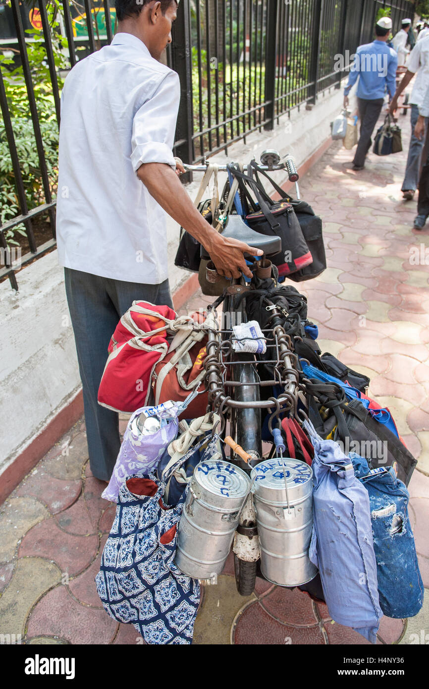 Dabbawalla. Tiffin lunch box system of food deliveries in Mumbai,Bombay ...