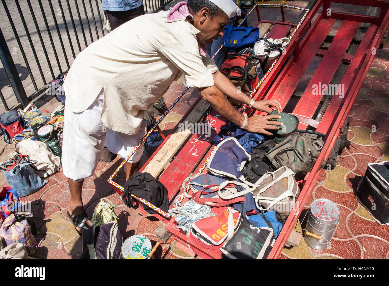 Dabbawalla. Tiffin lunch box system of food deliveries in Mumbai,Bombay ...