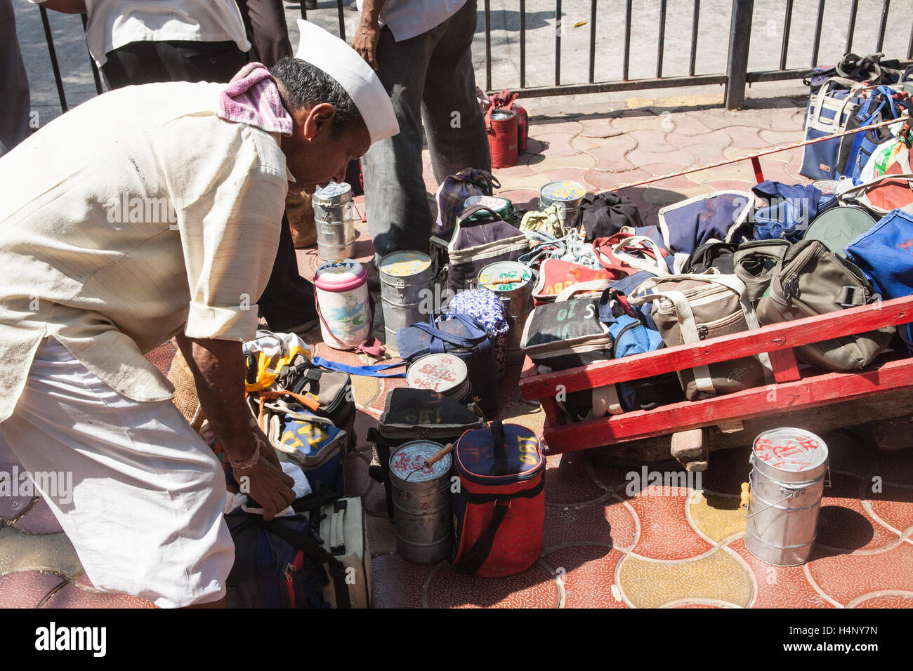 Dabbawalla. Tiffin lunch box system of food deliveries in Mumbai,Bombay ...