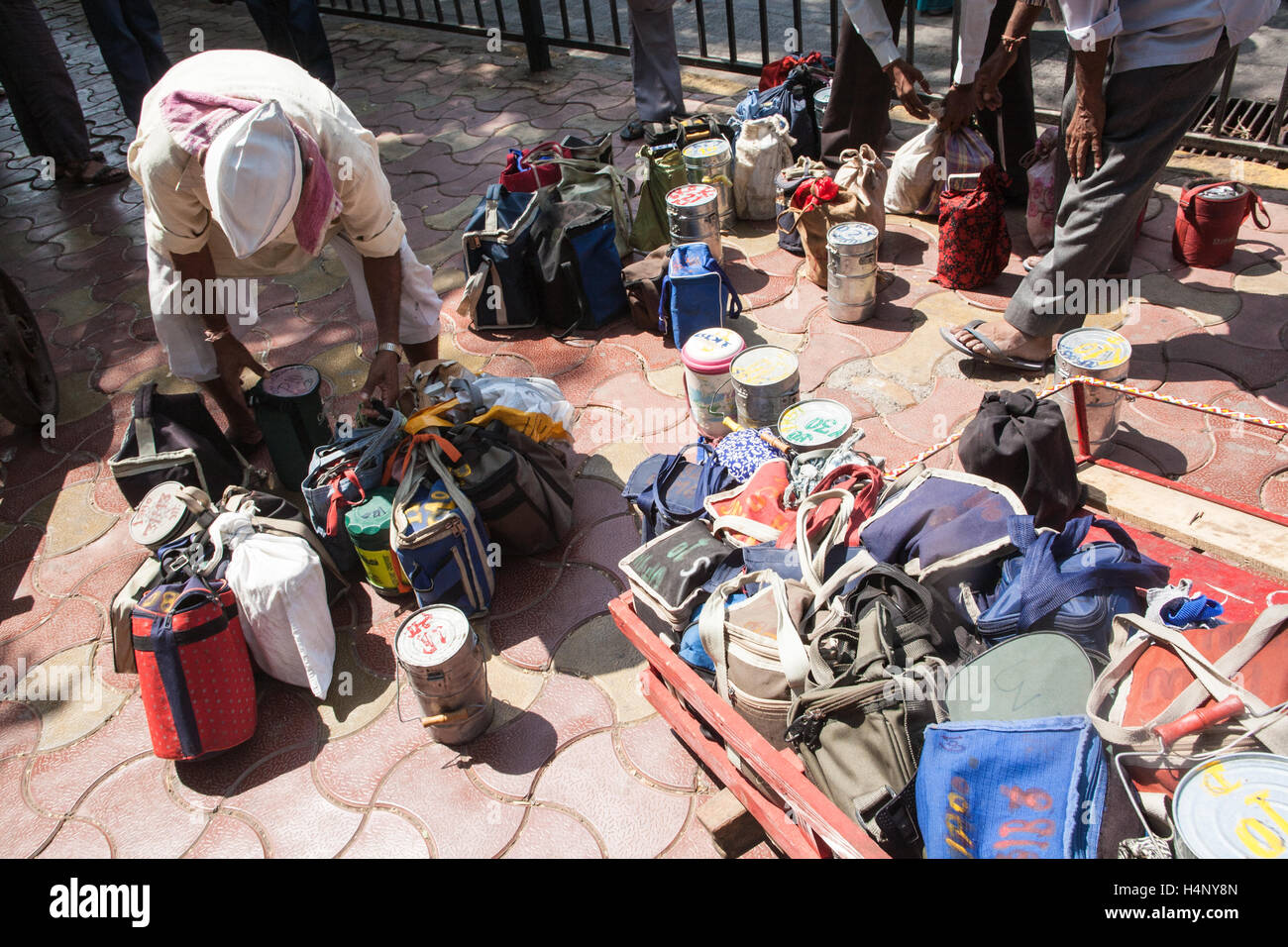 Dabbawalla. Tiffin lunch box system of food deliveries in Mumbai,Bombay ...