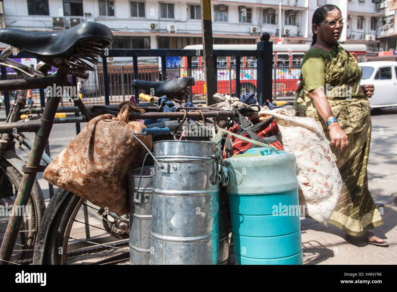 Dabbawalla. Tiffin lunch box system of food deliveries in Mumbai,Bombay ...
