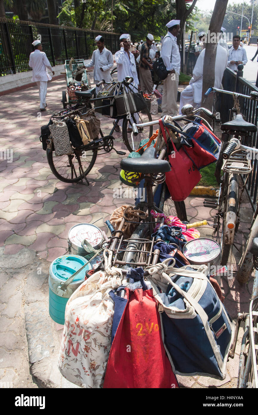 Dabbawalla. Tiffin lunch box system of food deliveries in Mumbai,Bombay ...