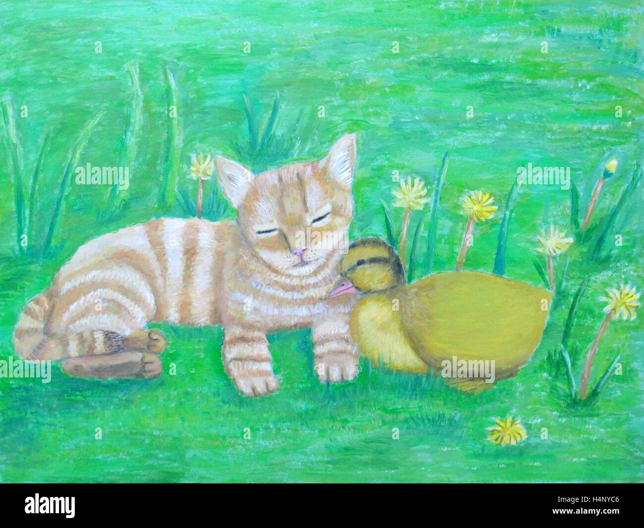 Cat and duck hi-res stock photography and images - Alamy