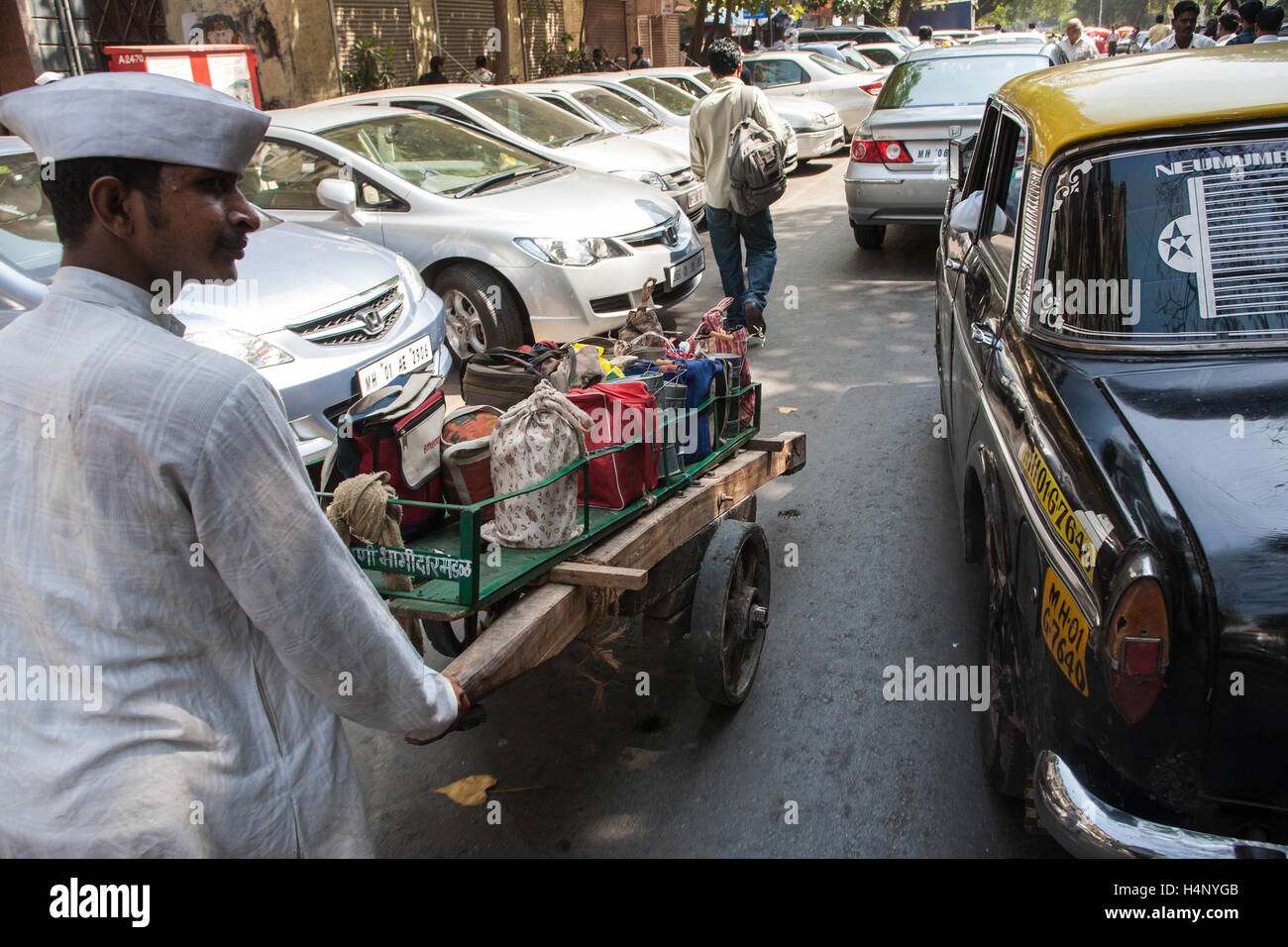 Dabbawalla. Tiffin lunch box system of food deliveries in Mumbai,Bombay ...