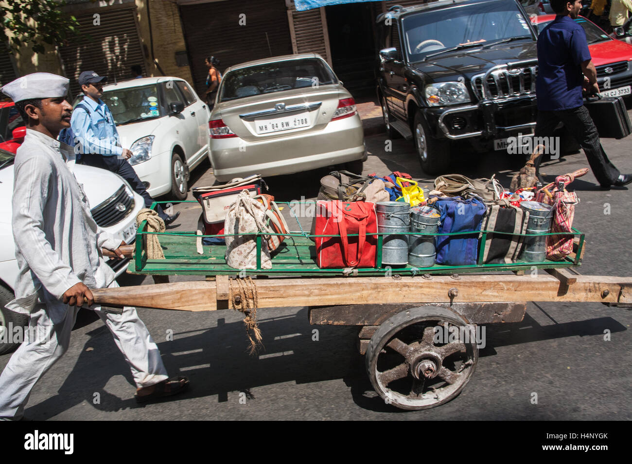 Dabbawalla. Tiffin lunch box system of food deliveries in Mumbai,Bombay ...