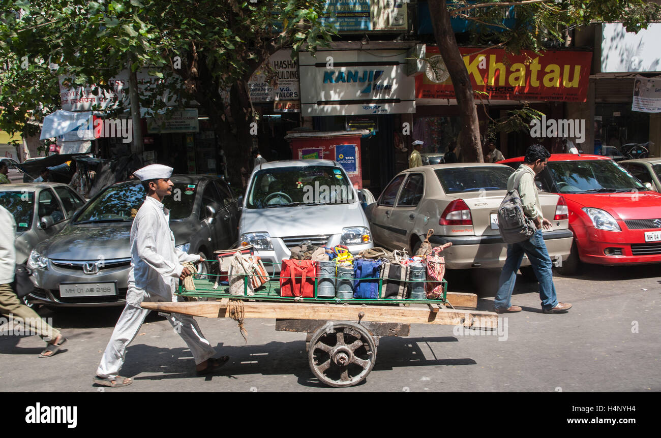 Dabbawalla. Tiffin lunch box system of food deliveries in Mumbai,Bombay ...
