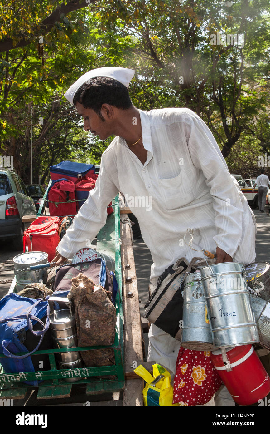 Dabbawalla. Tiffin lunch box system of food deliveries in Mumbai,Bombay ...