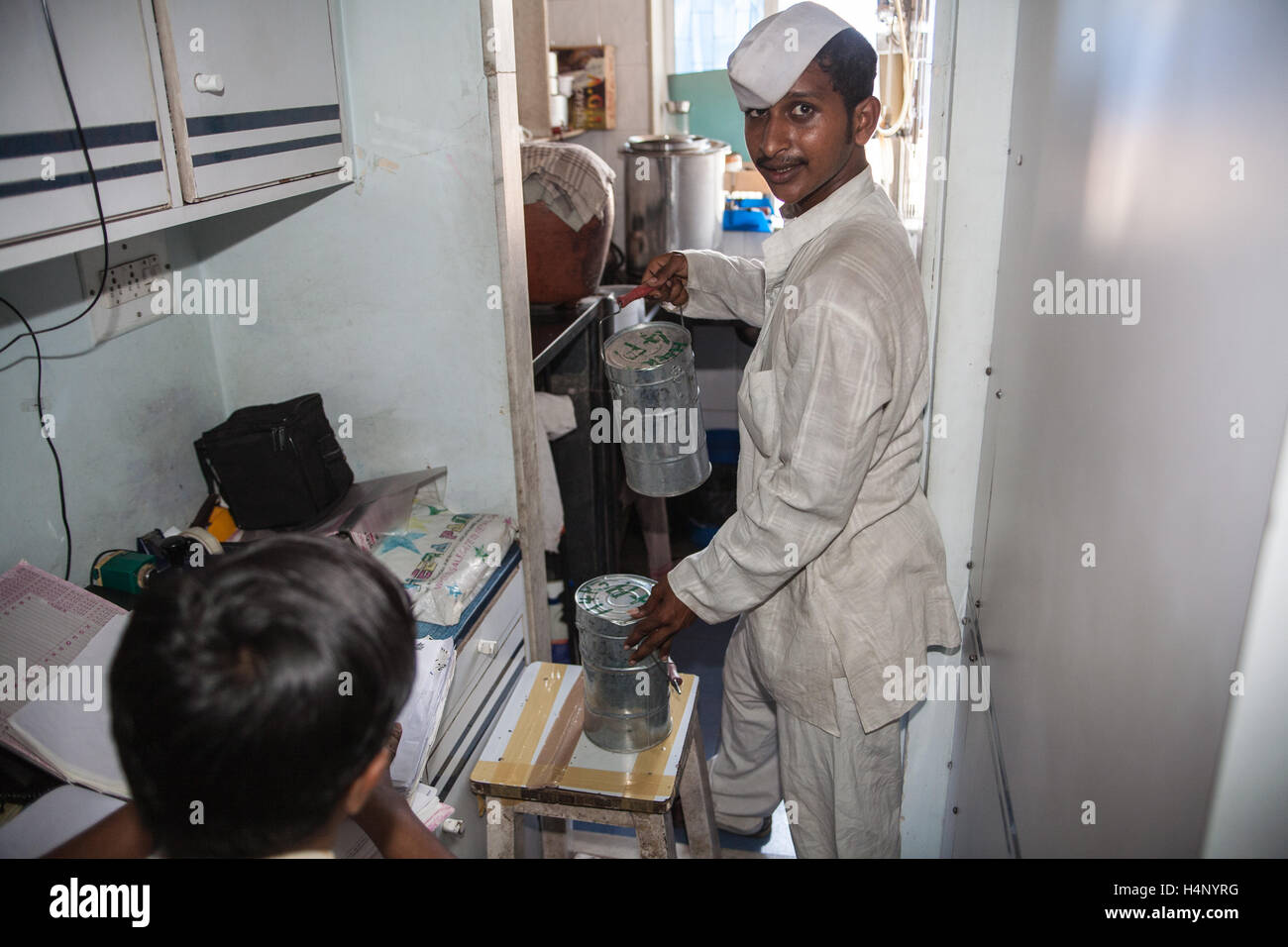 Dabbawalla. Tiffin lunch box system of food deliveries in Mumbai,Bombay ...