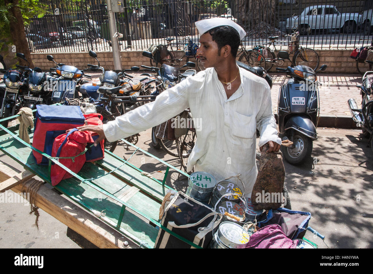 Dabbawalla. Tiffin lunch box system of food deliveries in Mumbai,Bombay ...