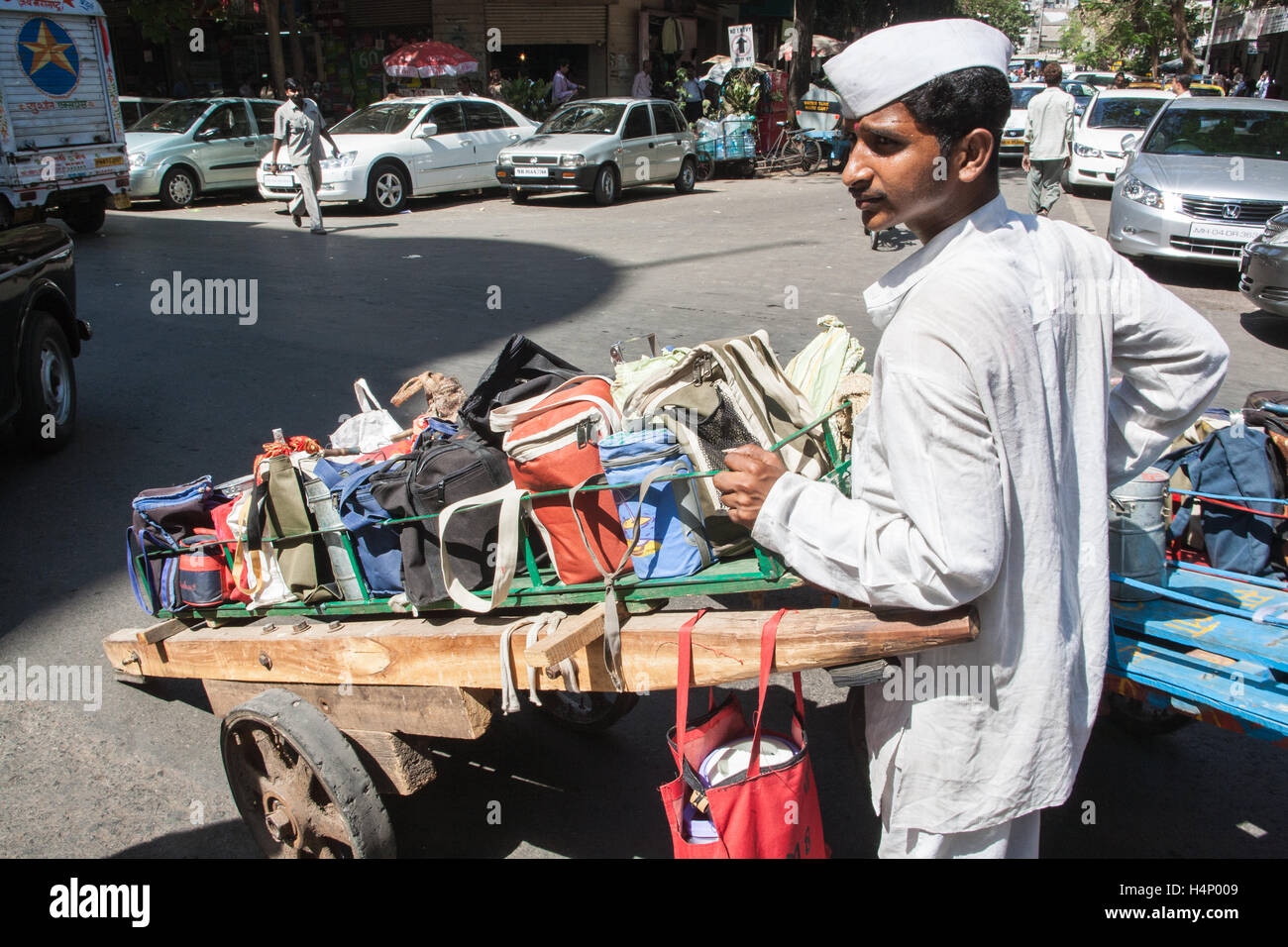 Dabbawalla. Tiffin lunch box system of food deliveries in Mumbai,Bombay ...