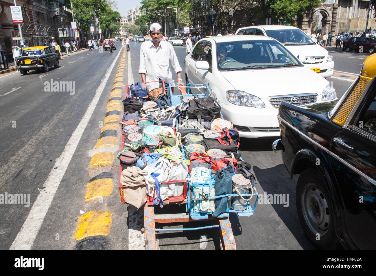 Dabbawalla. Tiffin lunch box system of food deliveries in Mumbai,Bombay ...