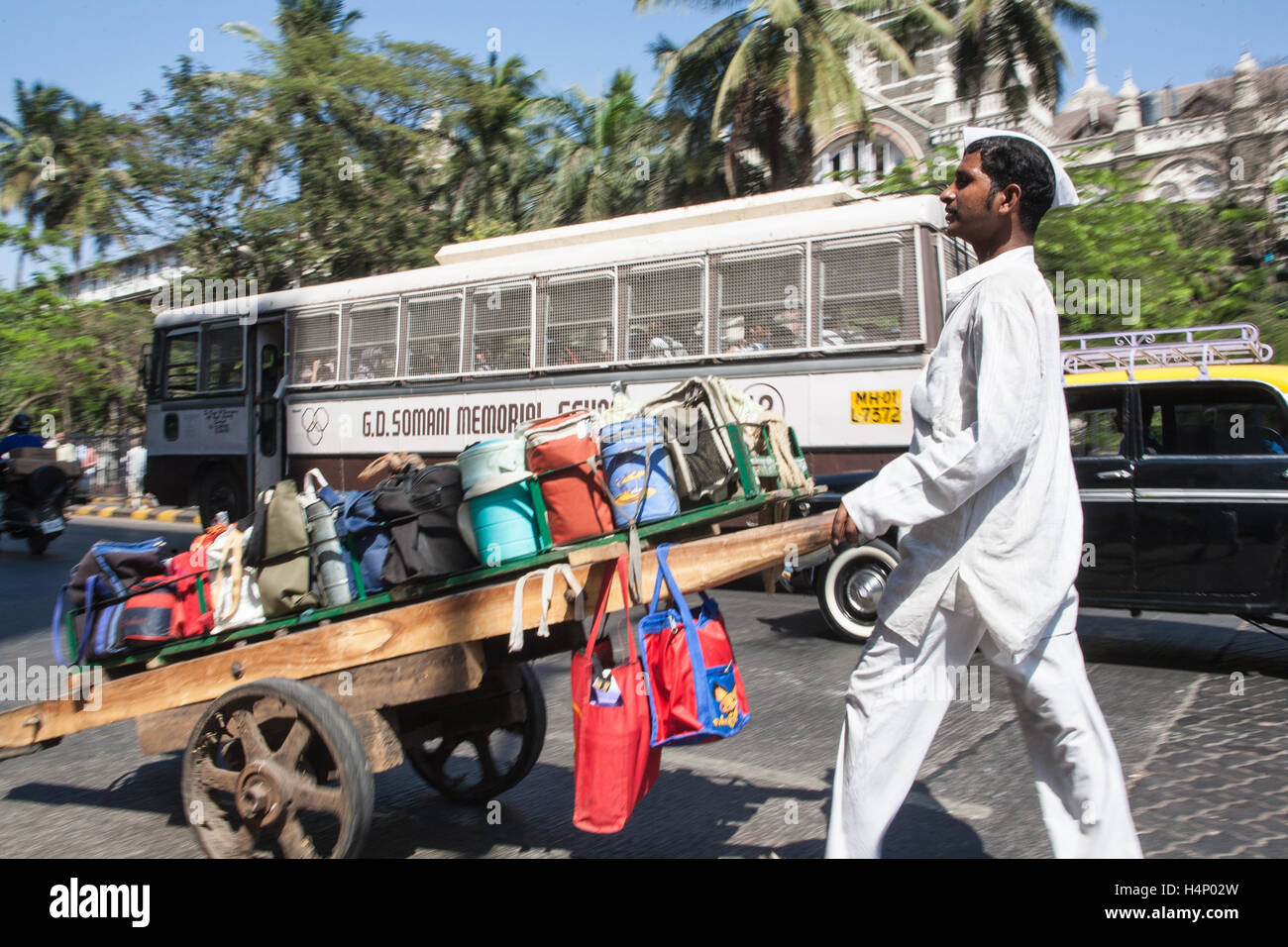 Dabbawalla. Tiffin lunch box system of food deliveries in Mumbai,Bombay ...