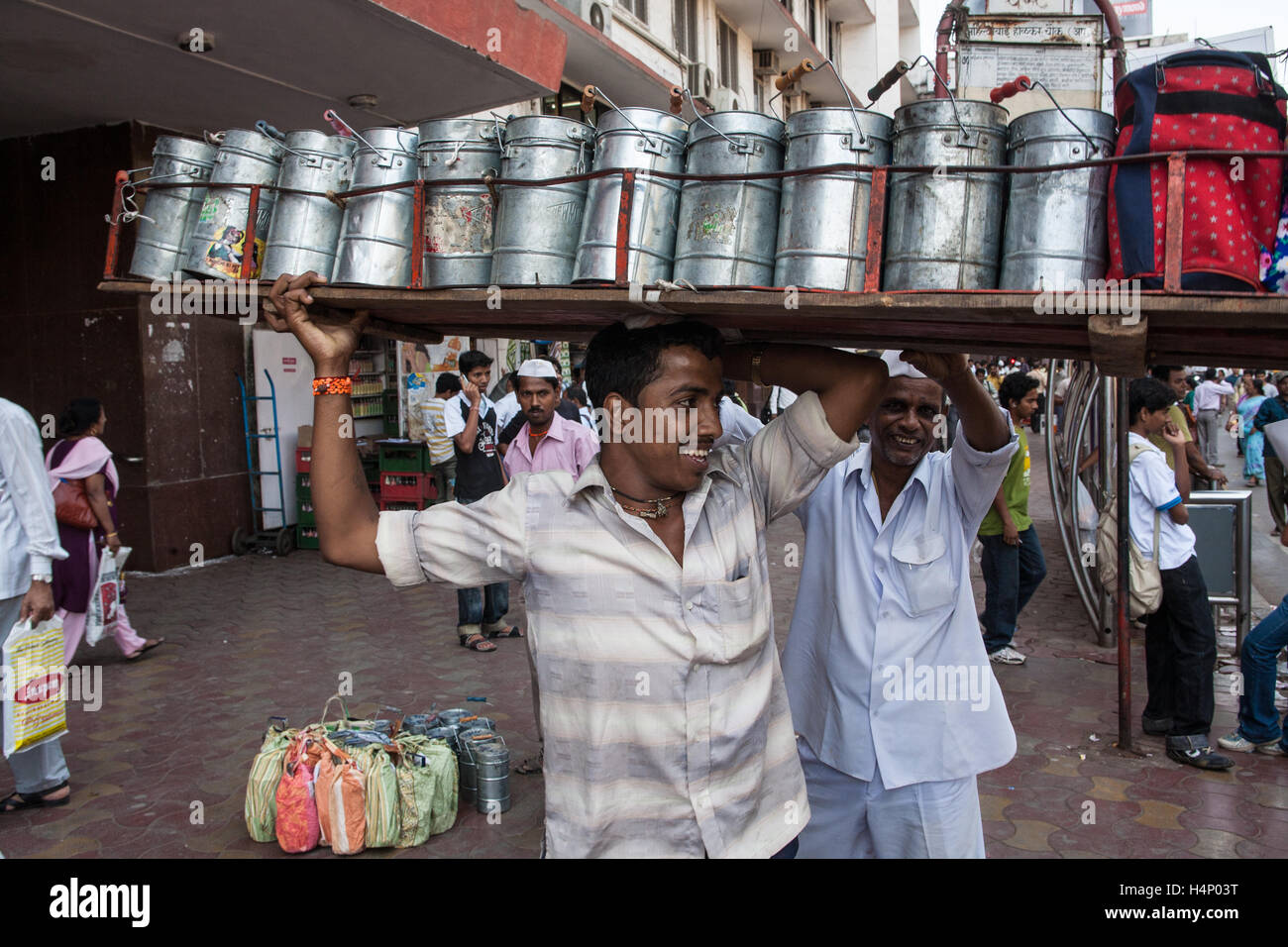 Dabbawalla. Tiffin lunch box system of food deliveries in Mumbai,Bombay ...