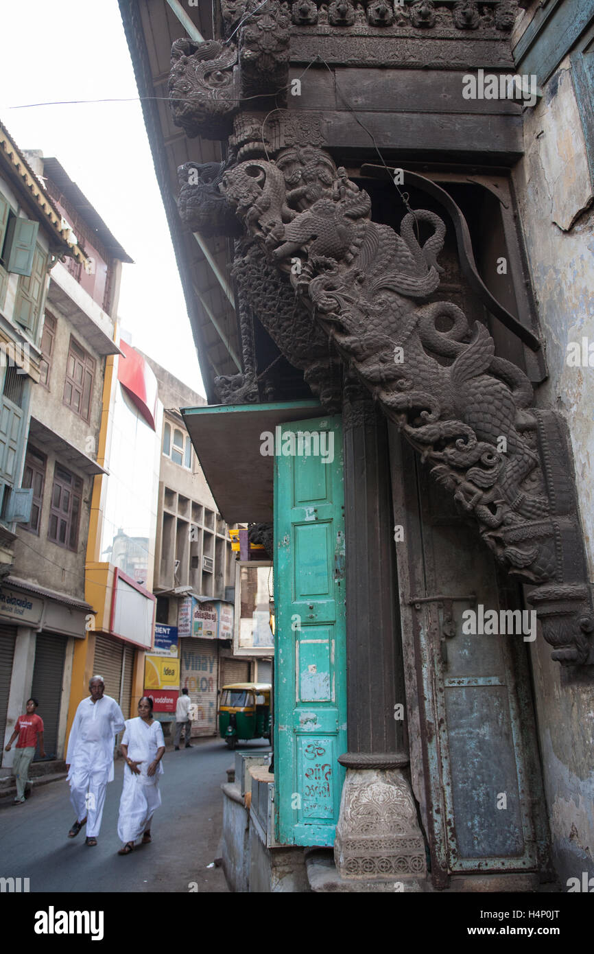 Architecture within old walled area of Ahmedabad city,Gujurat state ...
