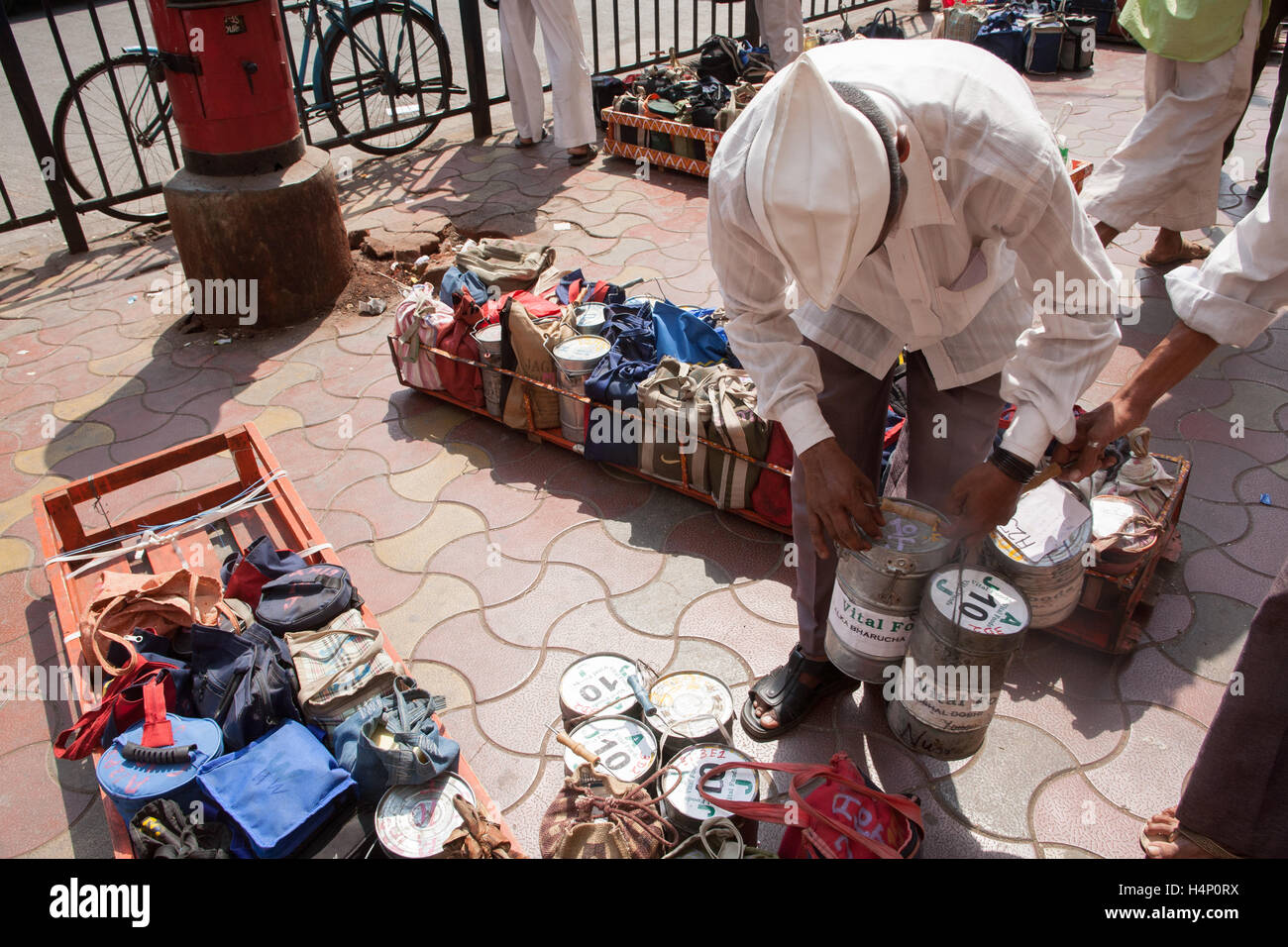 Dabbawalla. Tiffin lunch box system of food deliveries in Mumbai,Bombay ...