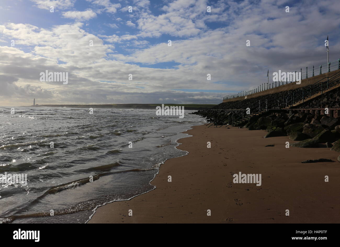 Montrose Bay beach at high tide Angus Scotland October 2016 Stock Photo ...