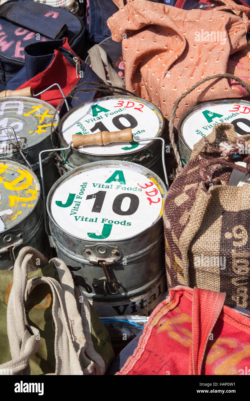 Dabbawalla. Tiffin lunch box system of food deliveries in Mumbai,Bombay ...