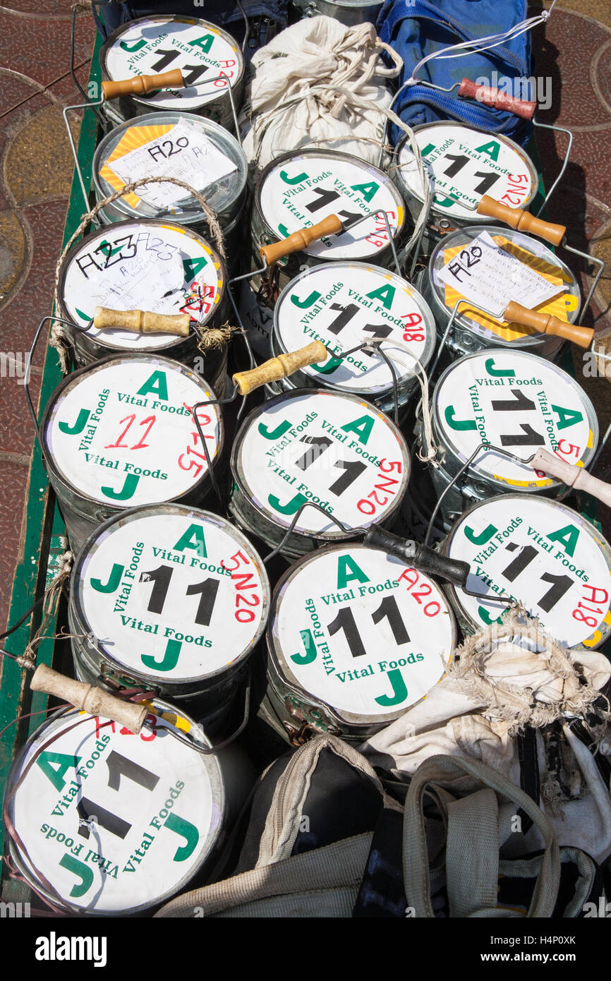 Dabbawalla. Tiffin lunch box system of food deliveries in Mumbai,Bombay ...