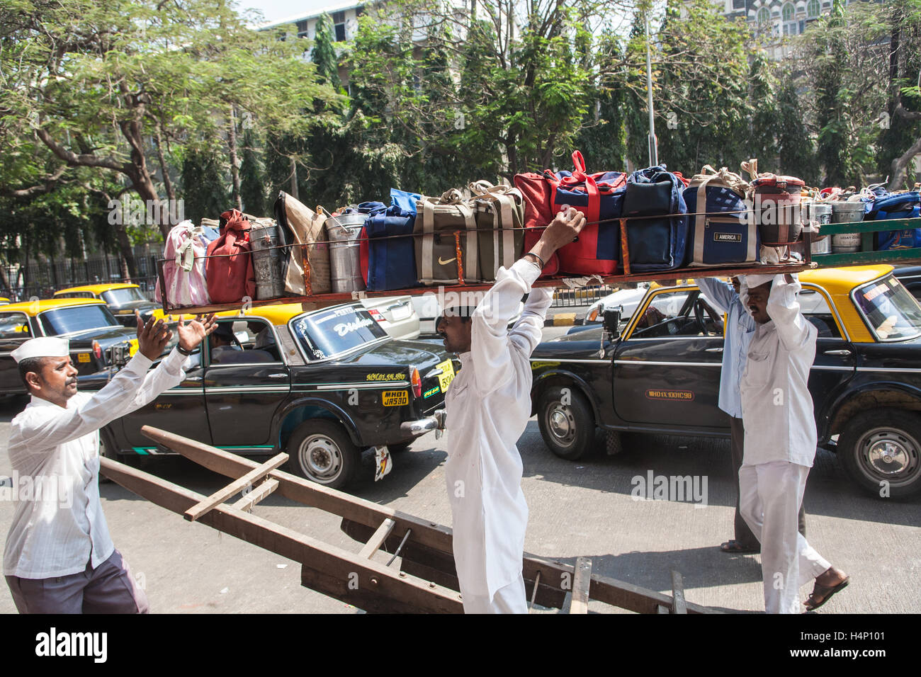 Dabbawalla. Tiffin lunch box system of food deliveries in Mumbai,Bombay ...