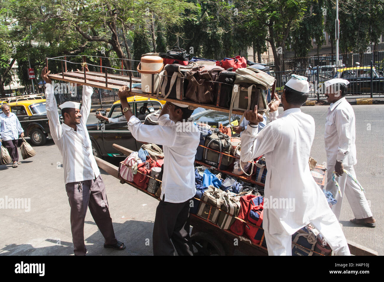 Dabbawalla. Tiffin lunch box system of food deliveries in Mumbai,Bombay ...