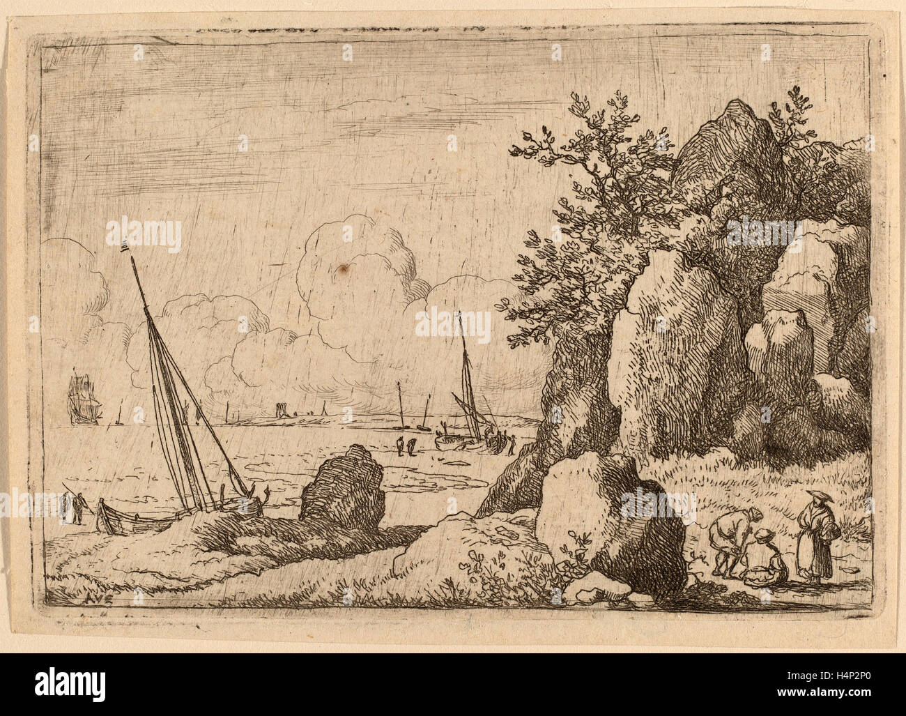 Allart van Everdingen (Dutch, 1621 - 1675), Seascape with Three Figures ...