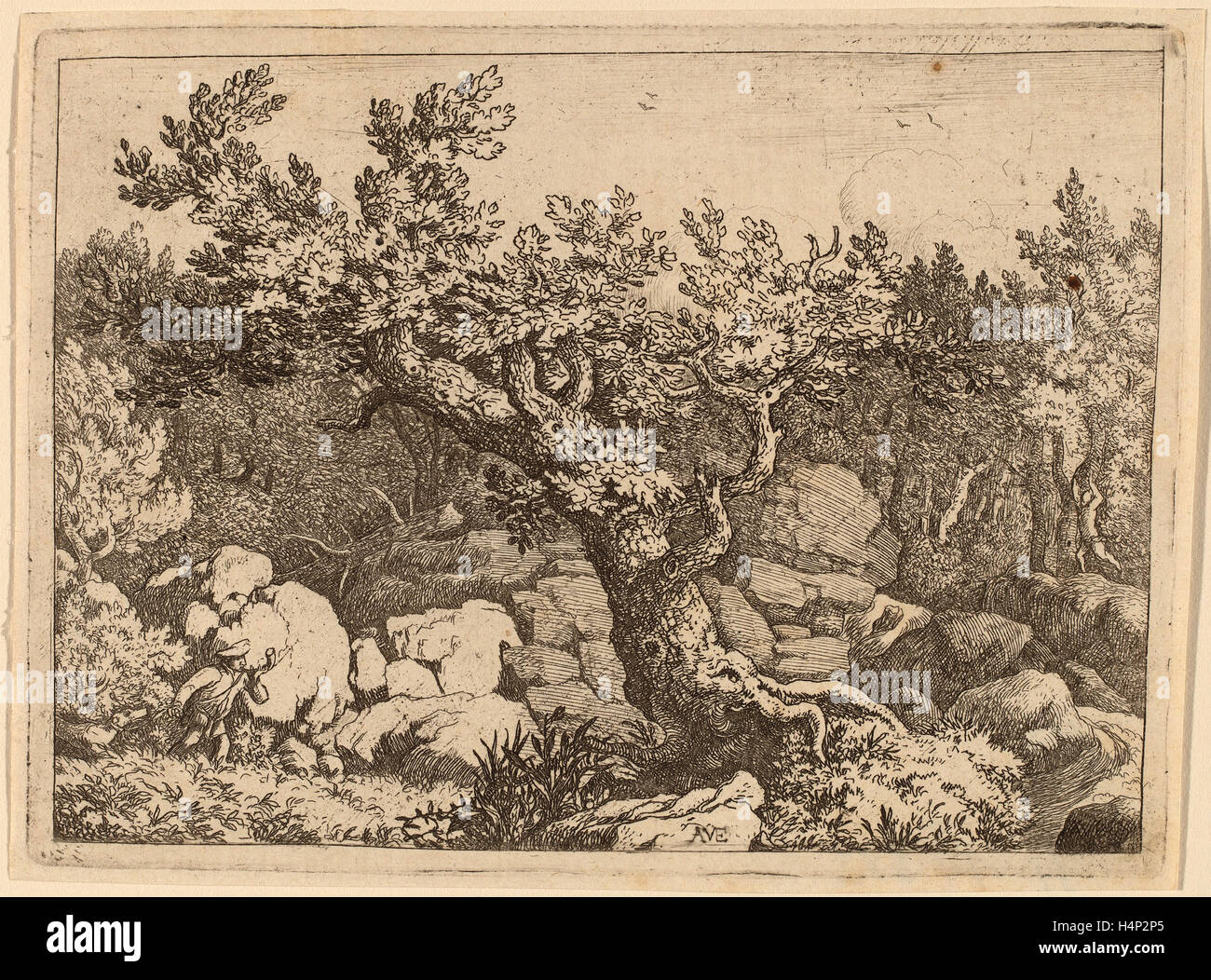 Allart van Everdingen (Dutch, 1621 - 1675), Sportsman near a Large Tree ...