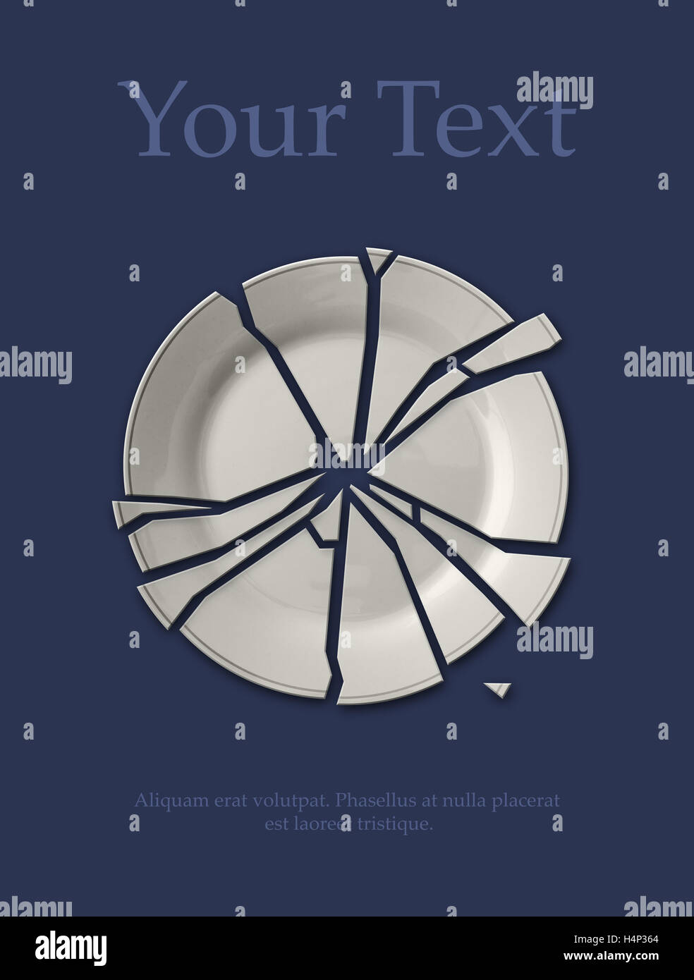 Isolated broken white plate on solid color background Stock Photo - Alamy