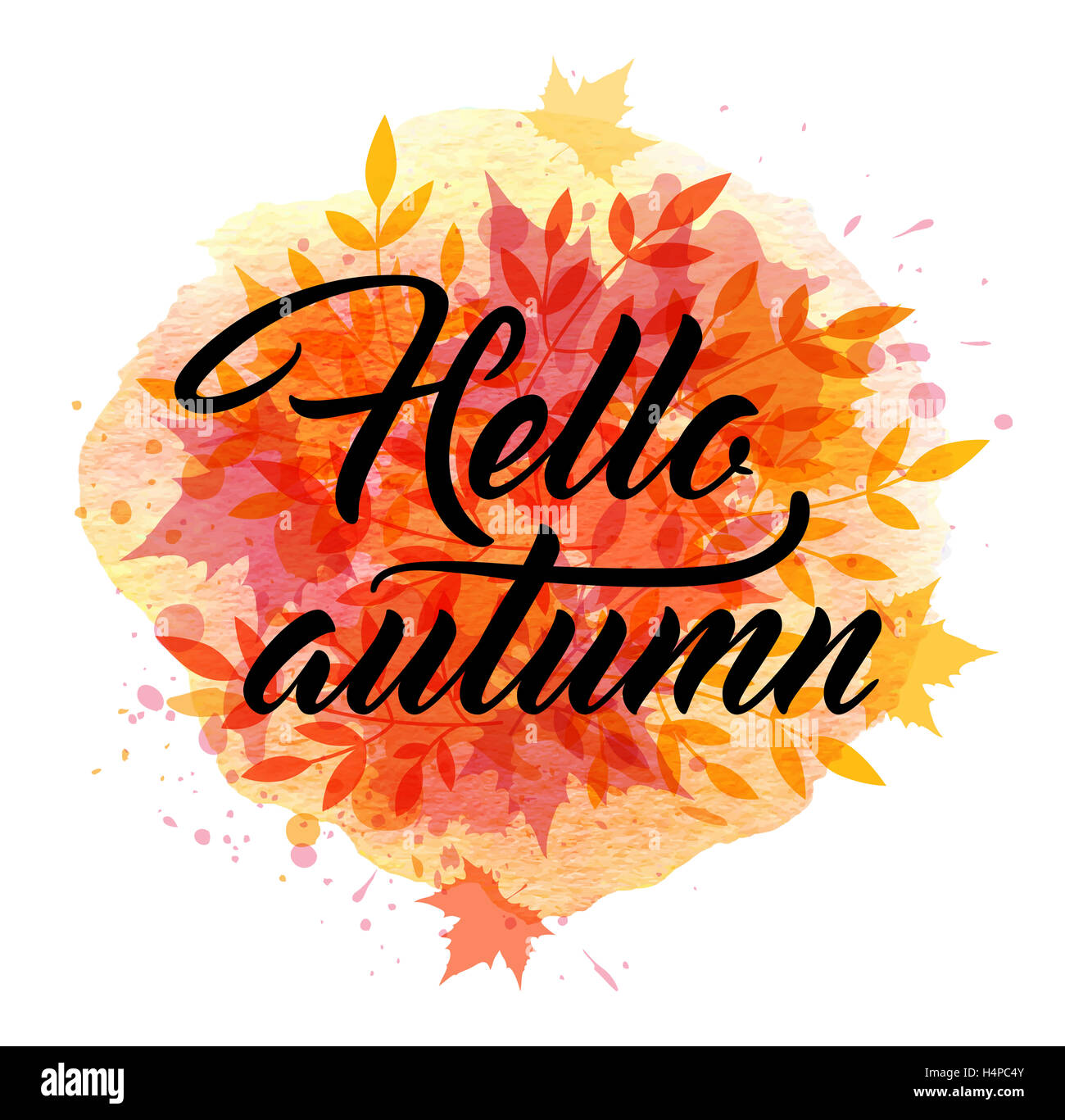 Abstract autumn background with falling maple leaves. "Hello autumn ...