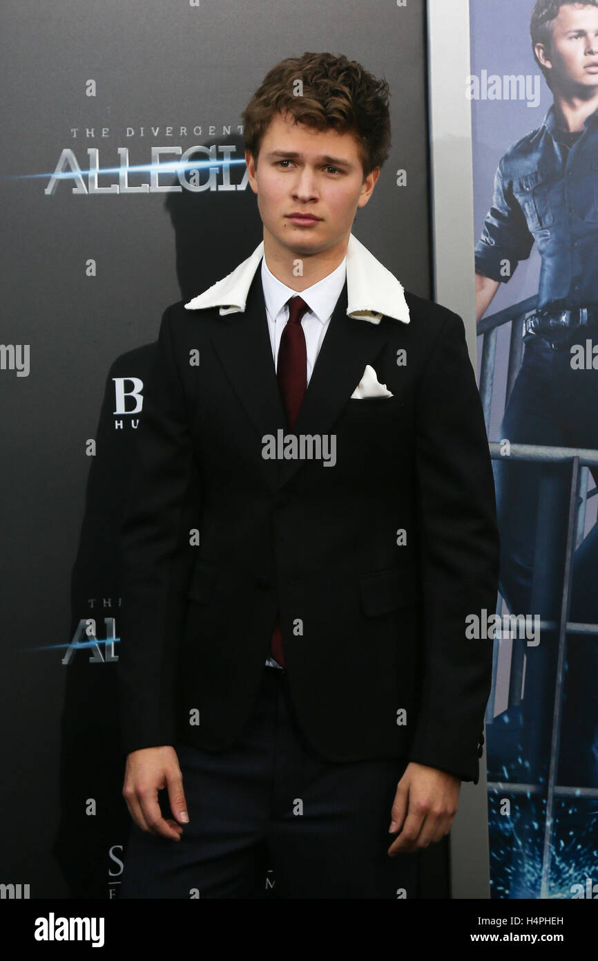 NEW YORK-MAR 14: Actor Ansel Elgort attends 'The Divergent Series ...