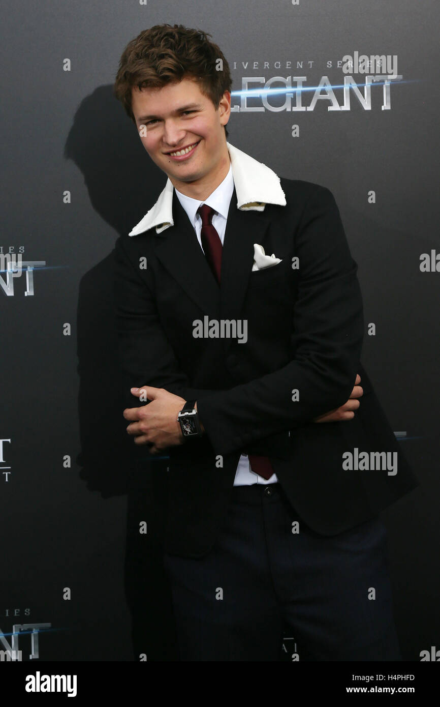 NEW YORK-MAR 14: Actor Ansel Elgort attends 'The Divergent Series ...
