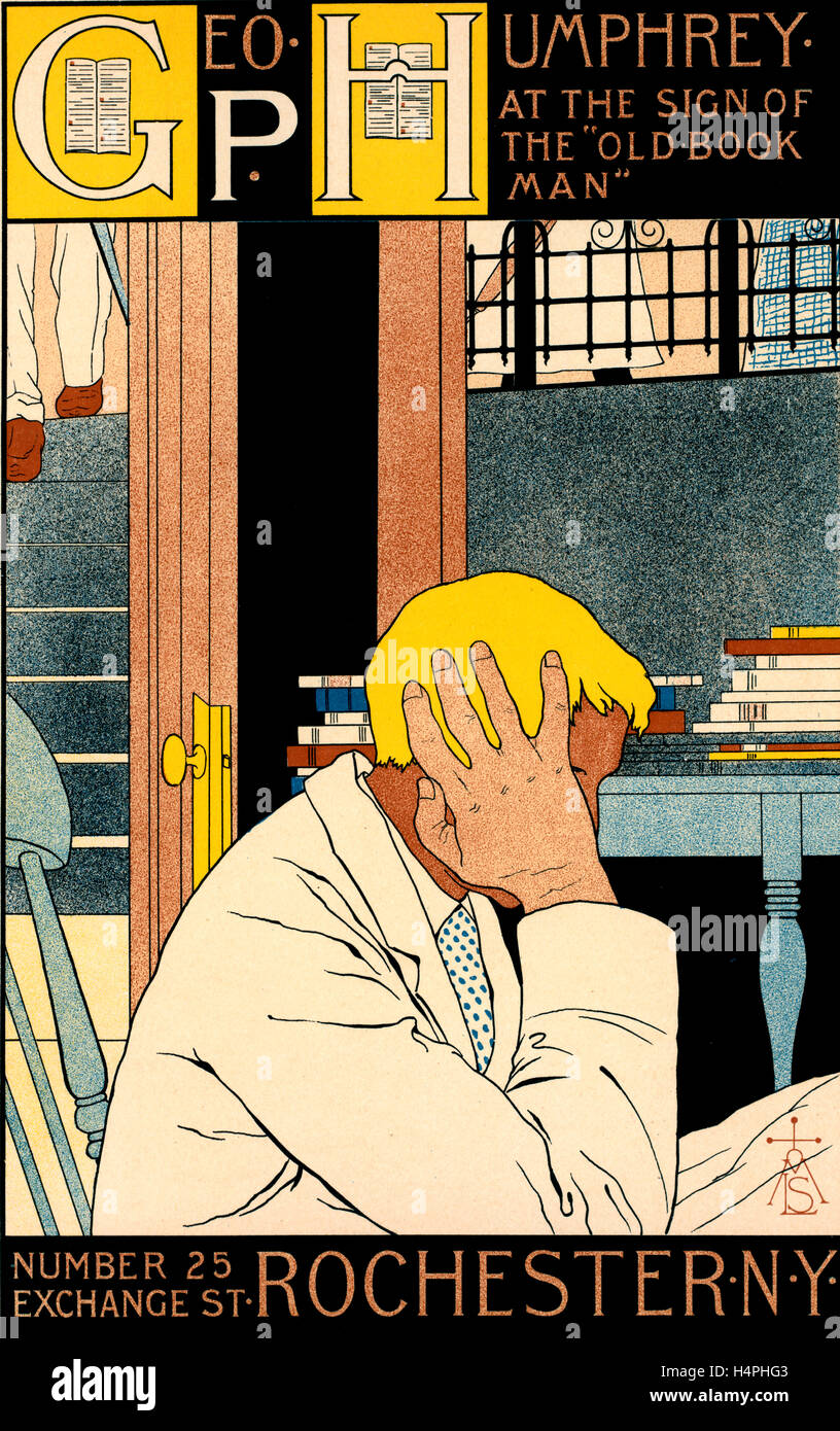 American poster for la librairie The Old Book Man. Stowell, M. Louise ...