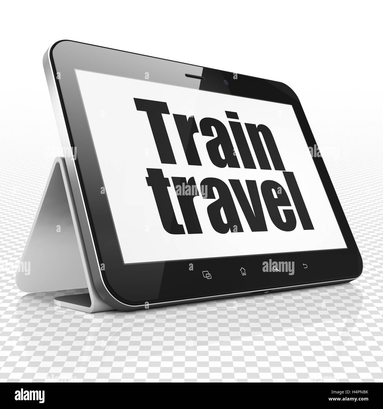 Travel concept: Tablet Computer with Train Travel on display Stock ...