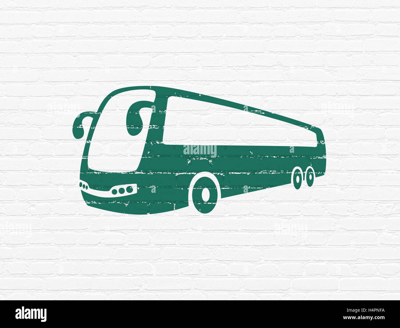 Tourism concept: Bus on wall background Stock Photo - Alamy