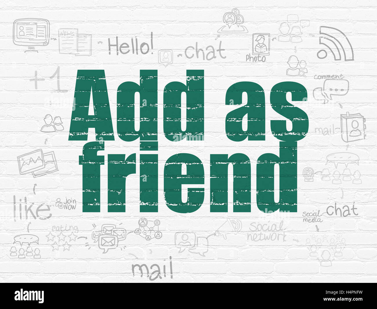 Social media concept: Add as Friend on wall background Stock Photo - Alamy