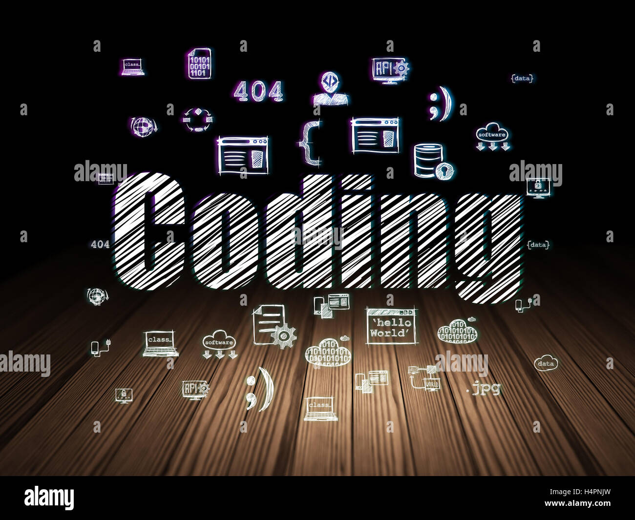 Software concept: Coding in grunge dark room Stock Photo - Alamy