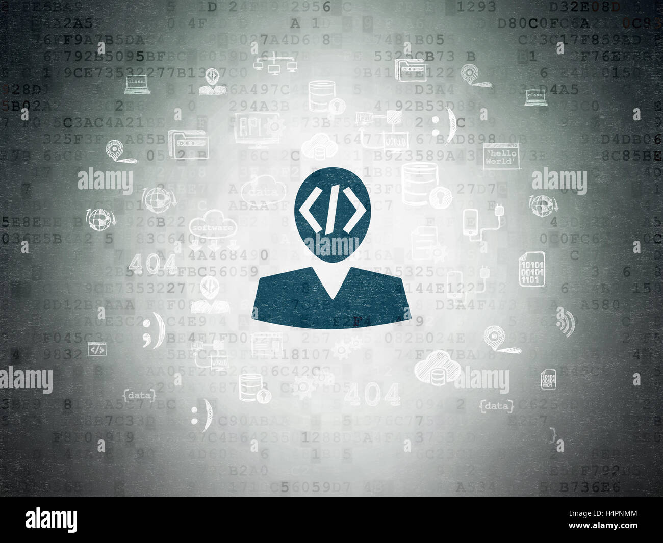 Database concept: Programmer on Digital Data Paper background Stock ...