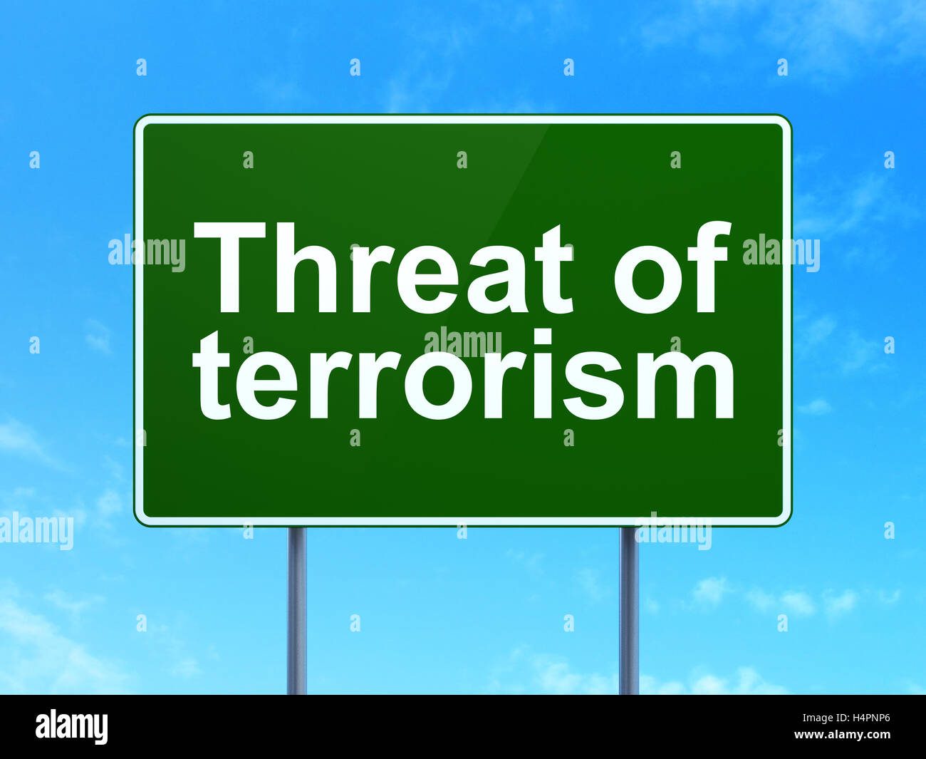 Political concept: Threat Of Terrorism on road sign background Stock ...