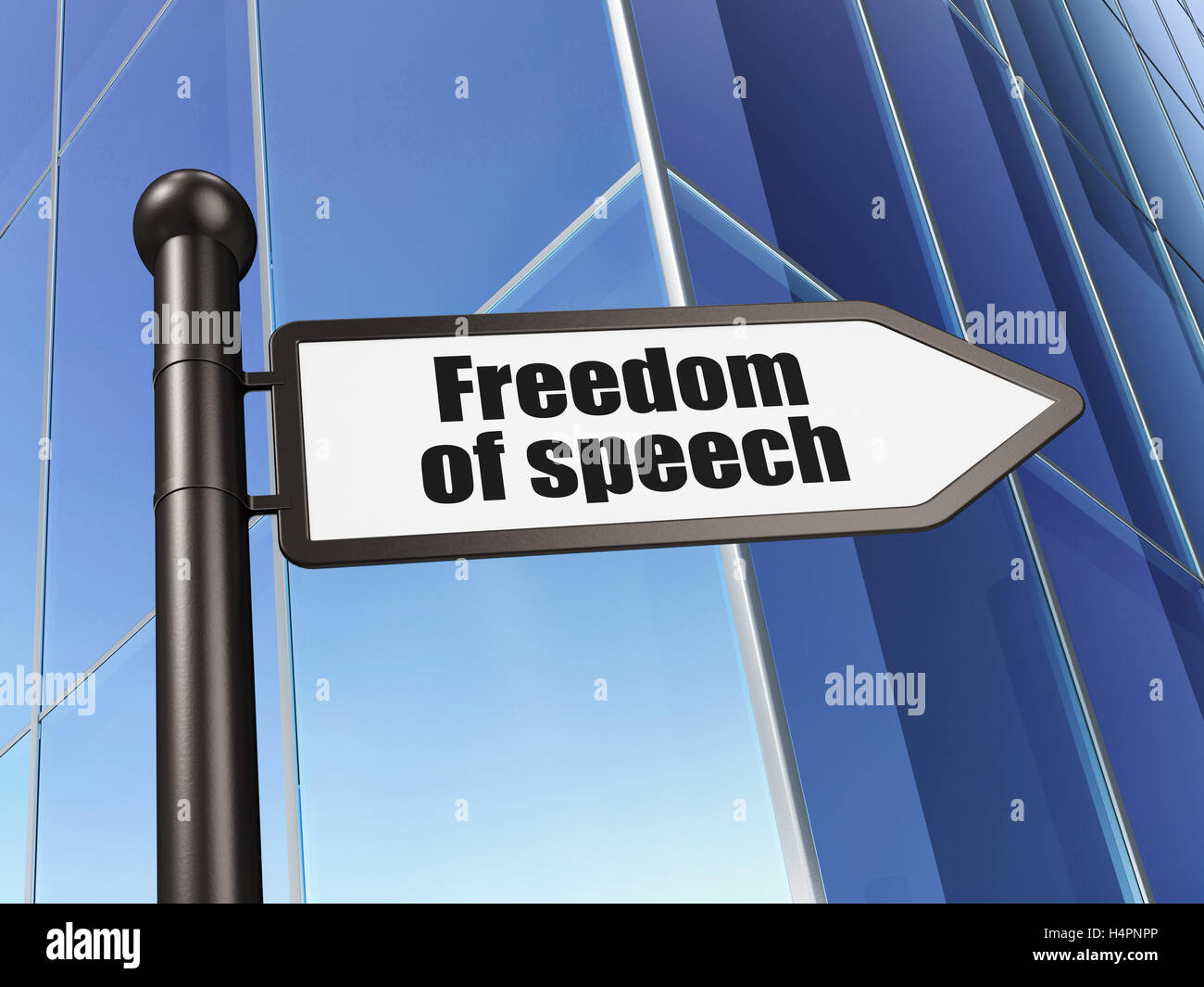 Political concept: sign Freedom Of Speech on Building background Stock ...