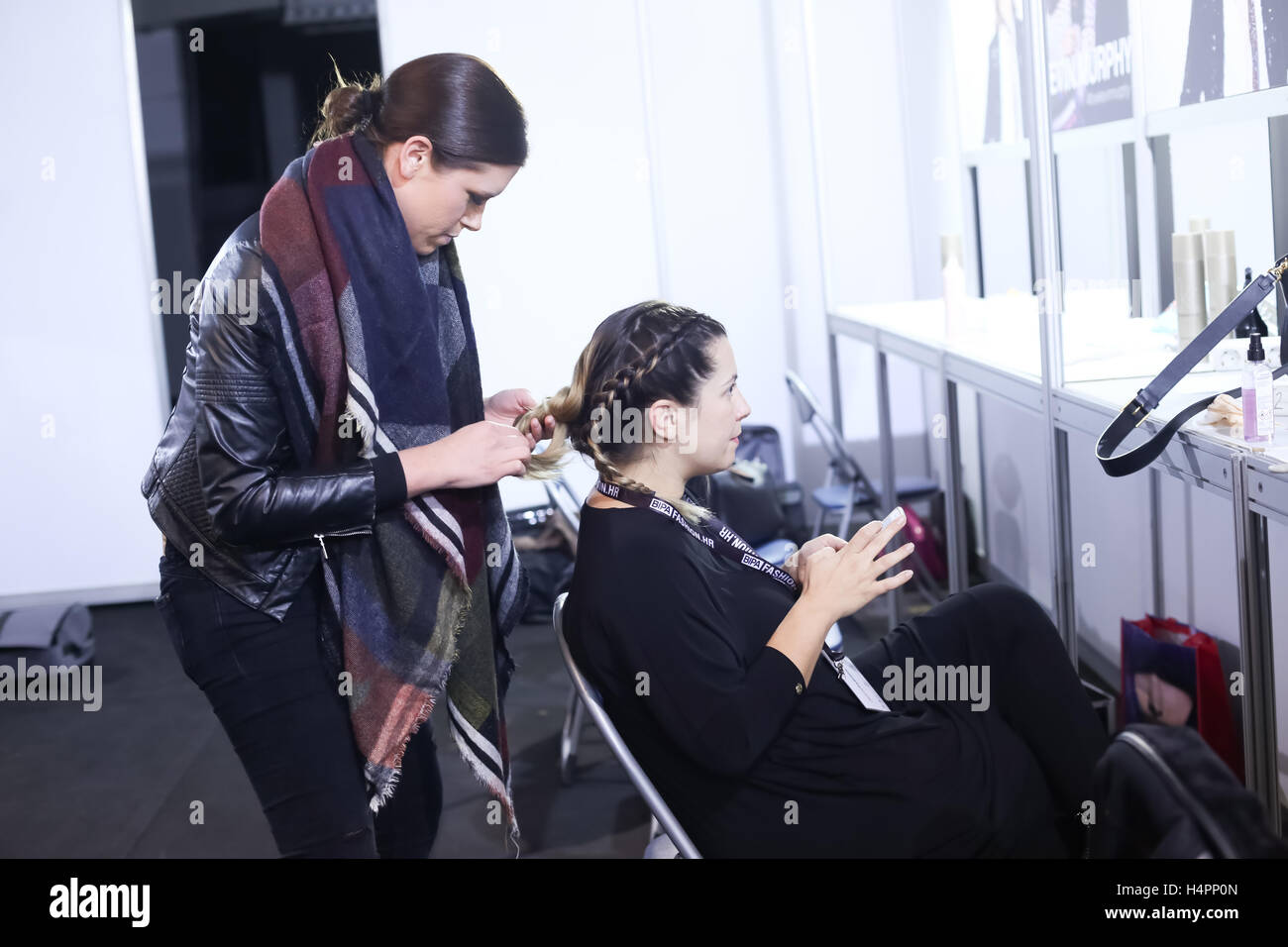 A model in the backstage getting ready for the fashion show Bipa ...