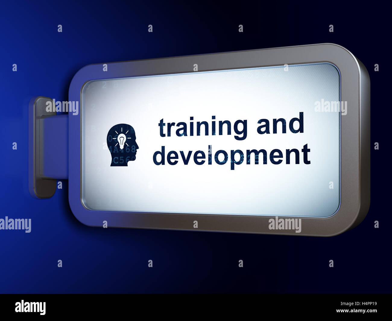 Education concept: Training and Development and Head With Light Bulb on ...